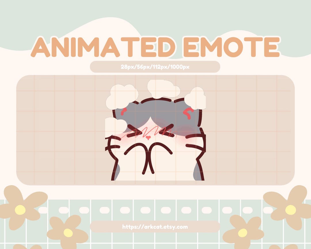Animated Gray Cat Emote: Super Shy Blushing Kitten (GIF Digital ...