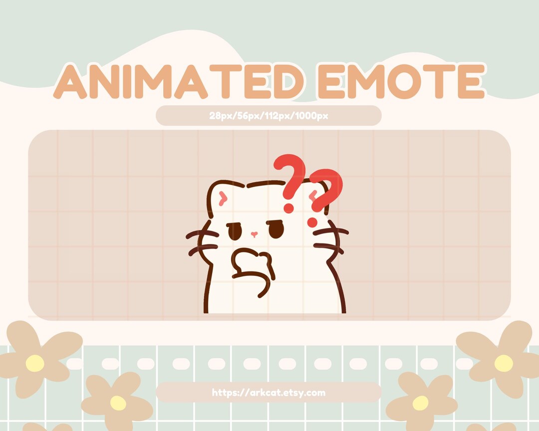 Confused White Cat Animated Emote: Question Mark Emoji for Twitch ...