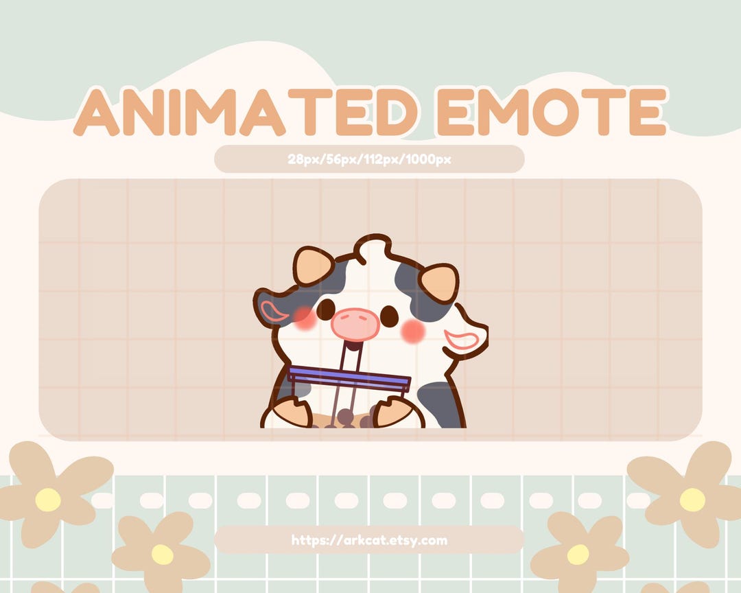 Milk Tea Cow Emote – Super Cute Cow Sipping Boba Tea for Twitch ...