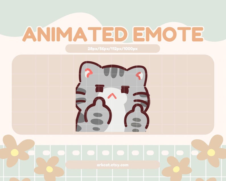Animated Gray Cat Emote – Rude Gesture GIF for Twitch Discord (hand ...