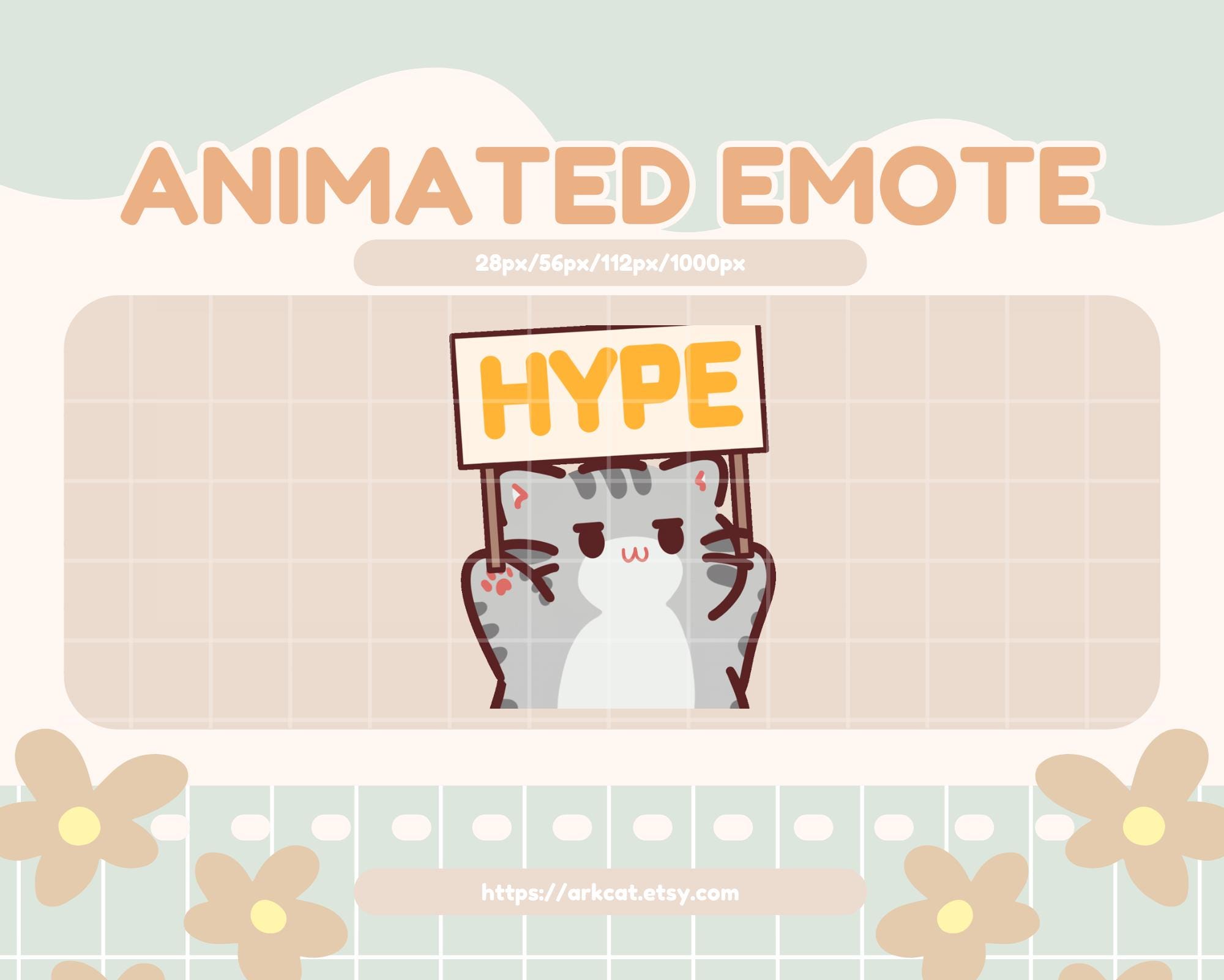 Kawaii Gray Cat Hype Animated Emote for Twitch, Discord, Youtube ...