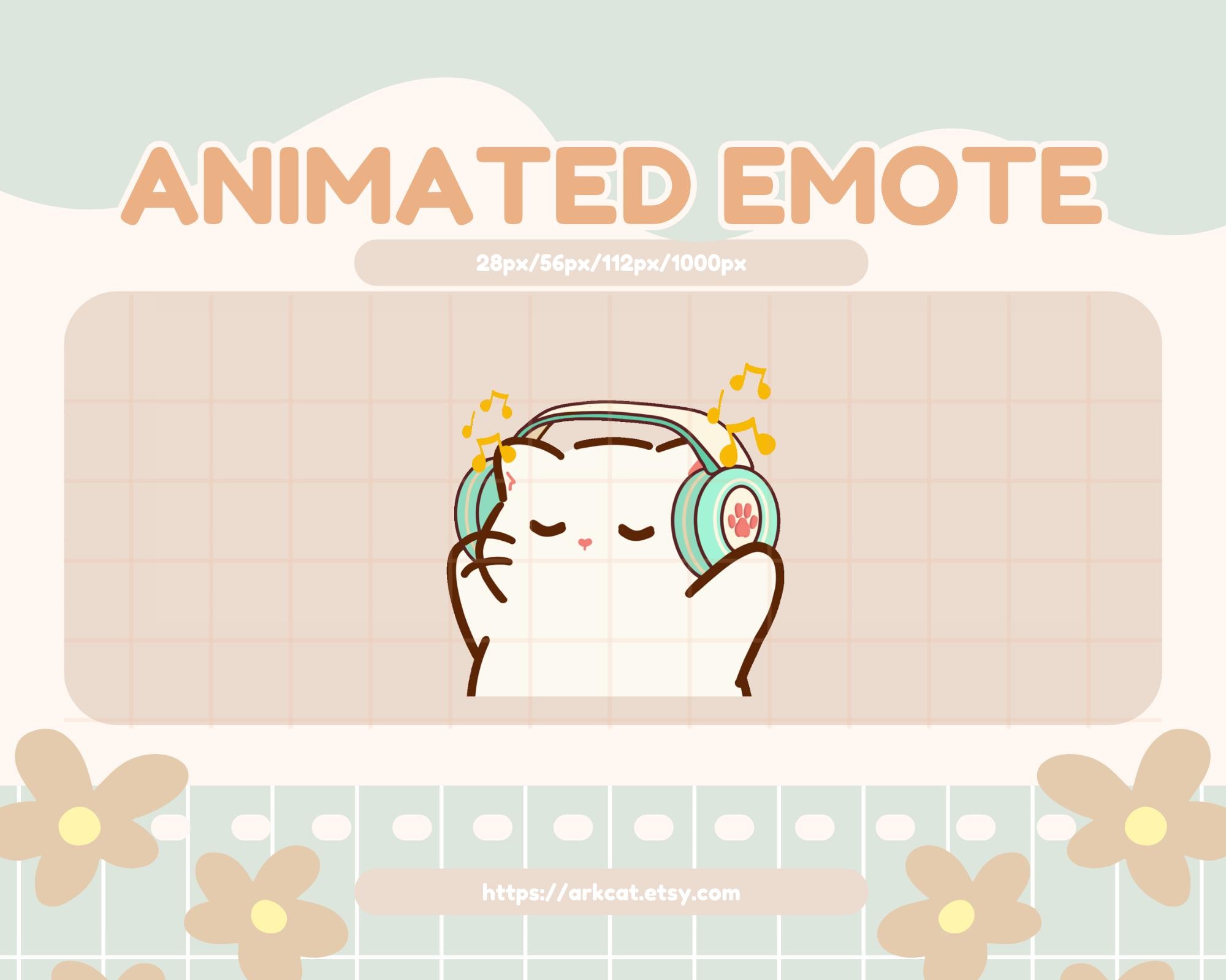 Music Headphone Emote – White Cat Bopping Head Animated Reaction for ...