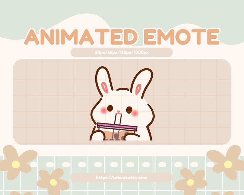Milk Tea Emote – Cute Bunny Drinking Boba Animated Emote for Twitch ...