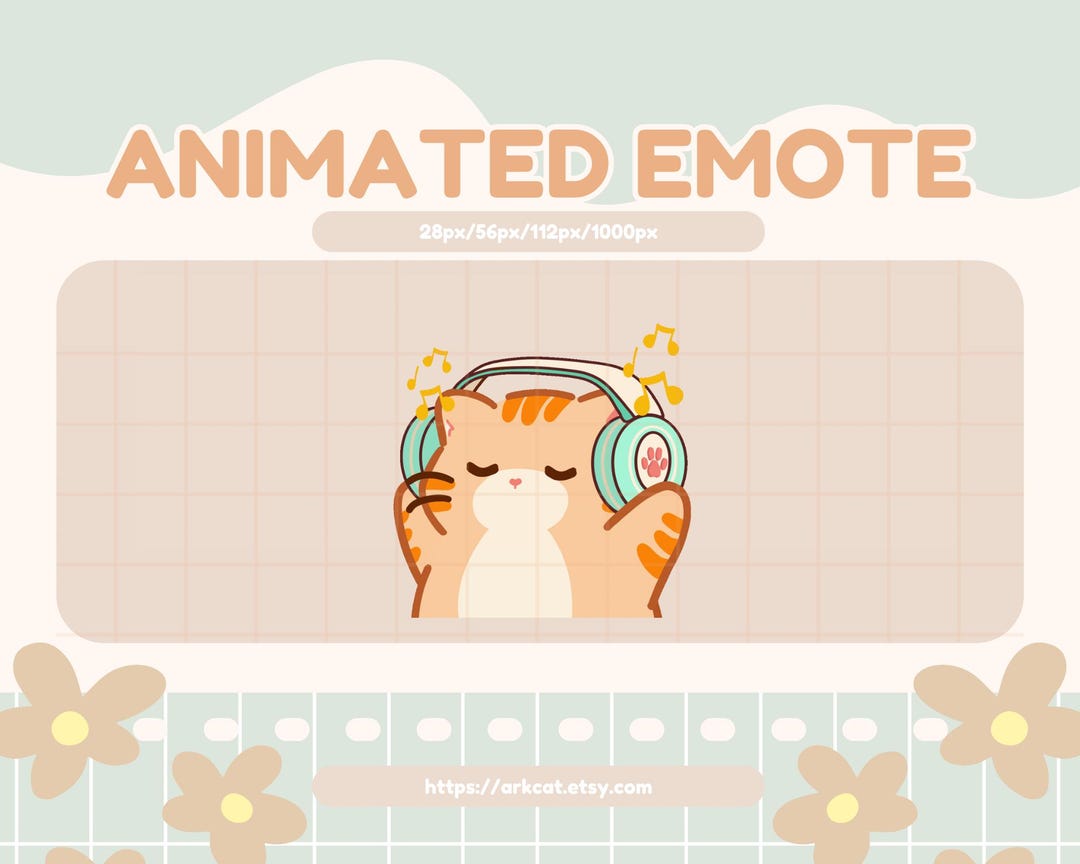 Headphone Emote – Orange Tabby Cat Vibing to Music for Twitch, Discord ...