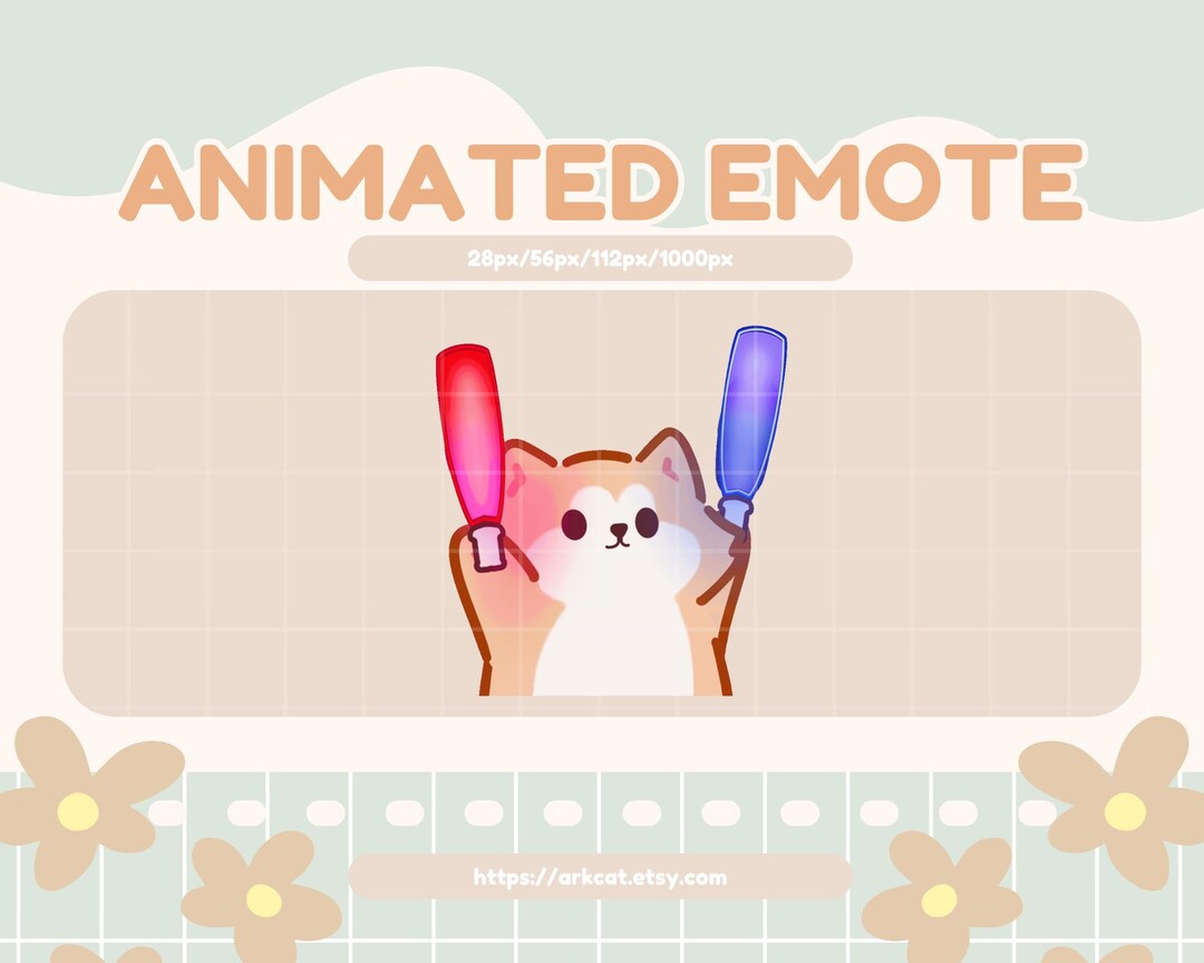 Akita Inu Light Stick Animated Emote: Cheering Twitch, Discord, Youtube ...