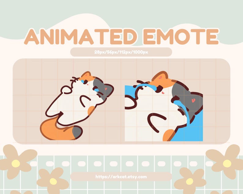 Animated Crying Calico Cat Emote – Lying on Floor Sobbing for Twitch ...