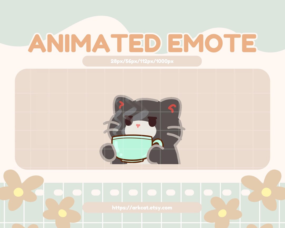 Coffee Emote | Tea Emote – Cute Tuxedo Cat Sipping Coffee or Tea ...