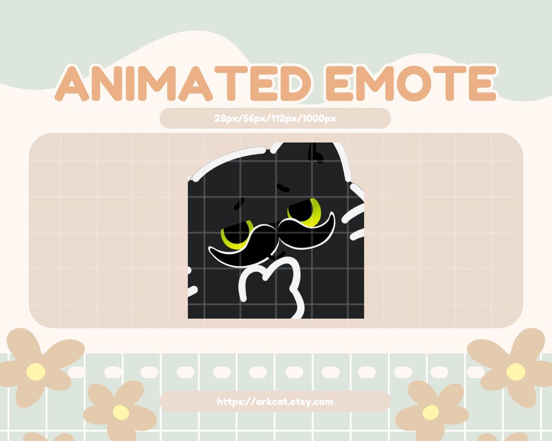 Animated Mustache Cat Emote: Suave Black Cat Twitch/discord (GIF ...