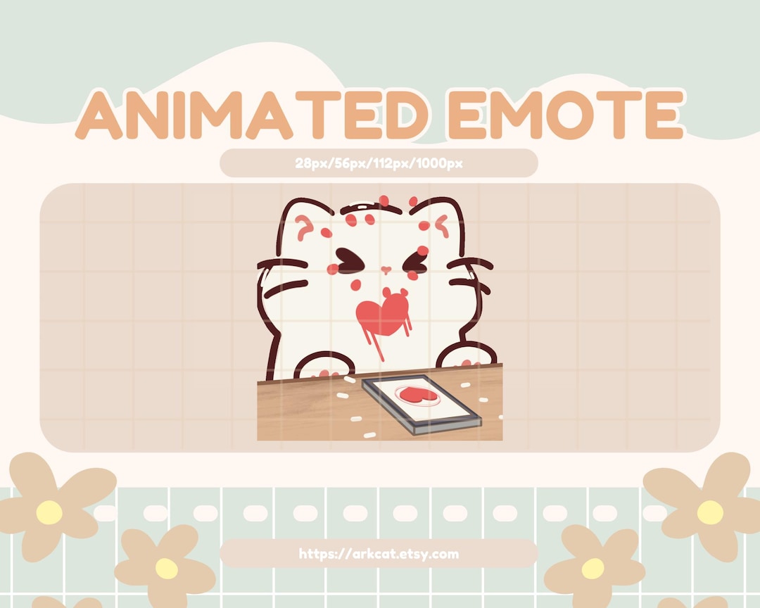 Heart Spam White Cat Animated Emote – Twitch, Discord (GIF Digital ...