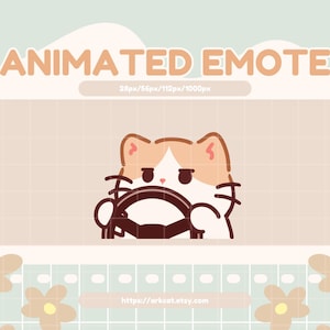 Animated Emote Cute Cat - Driving Cat Emote for Twitch, Discord ...