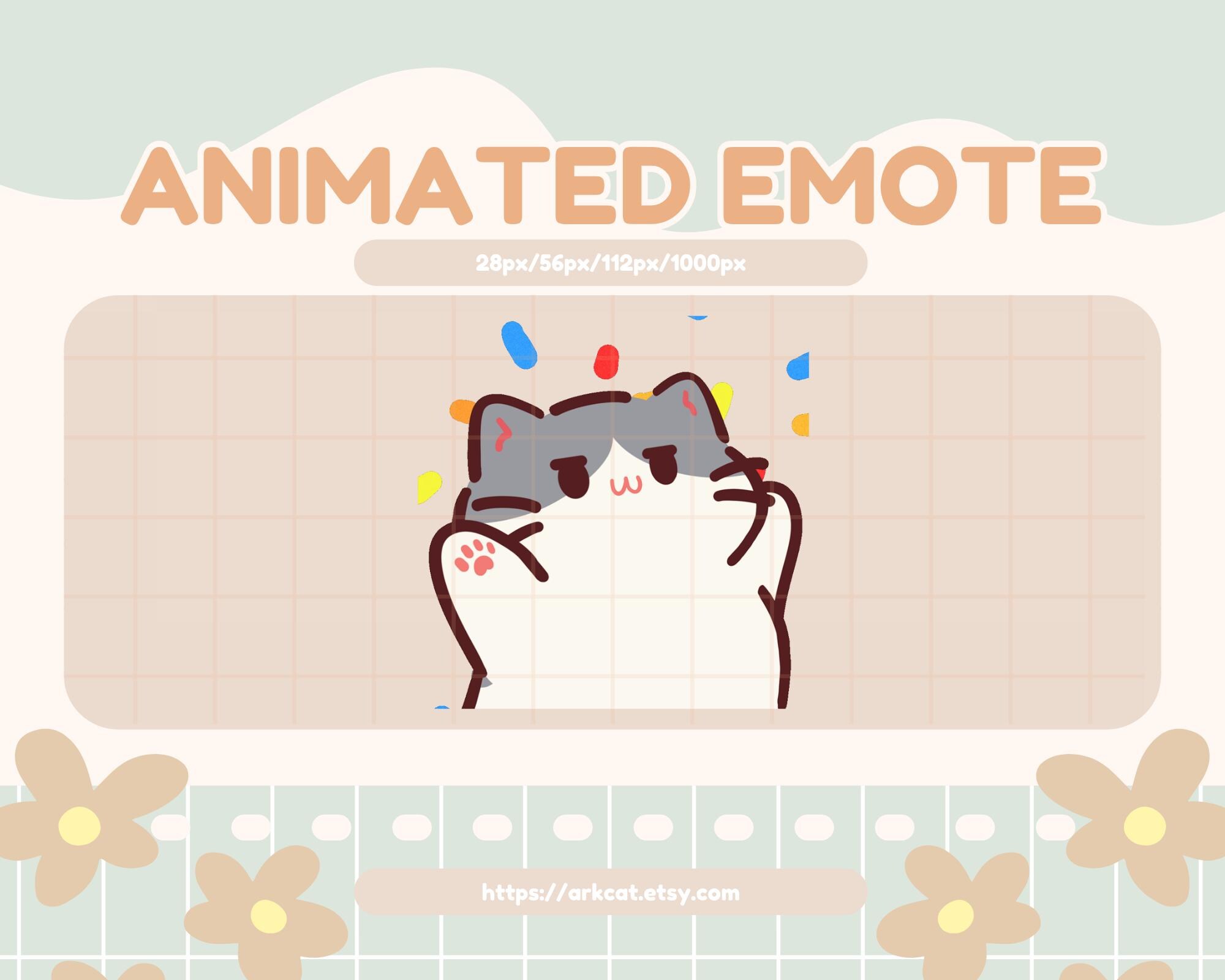 Celebration Animated Emote: Gray Cat Jumping GIF for Twitch, Discord ...