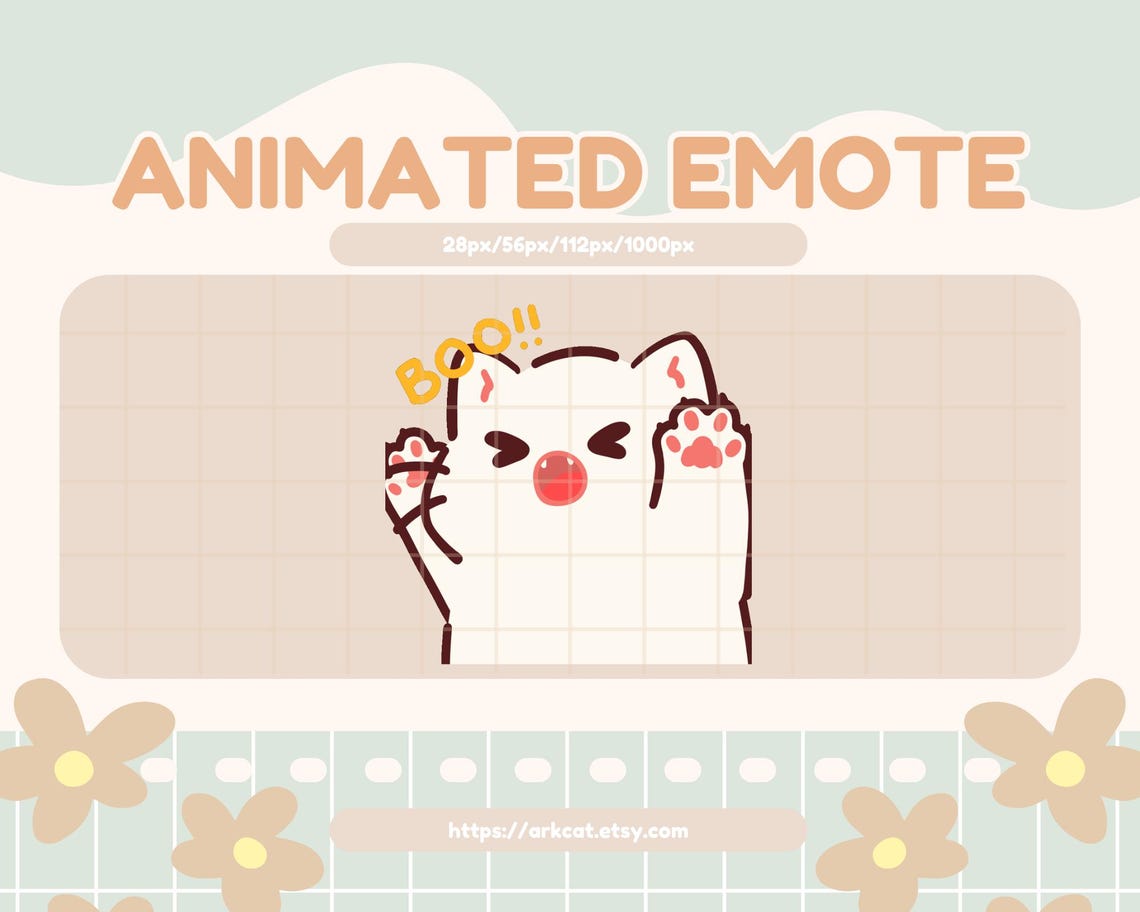 Boo Animated White Cat Emote: Twitch, Discord, Youtube (GIF Digital ...