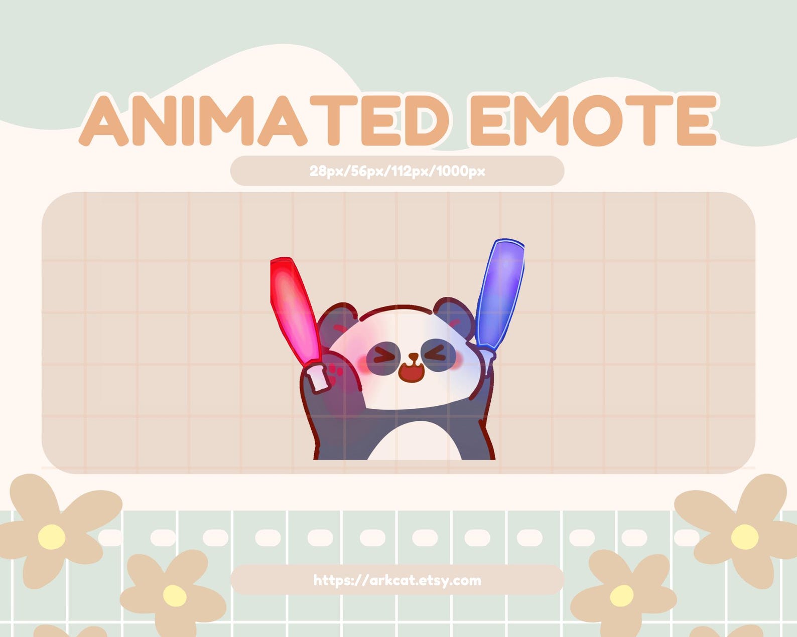 Lightstick Panda Emote – Cute Panda Cheering With Light Sticks Animated ...