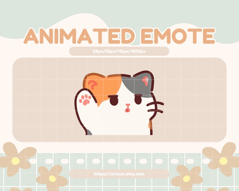 Animated Emote Cute Calico Cat - Hi Bye Hello Emote for Twitch, Discord ...