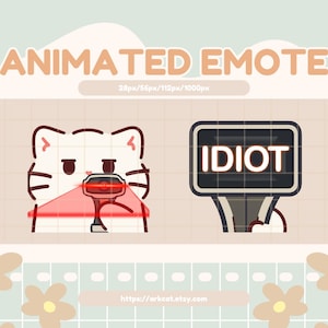 Scan Emote – Animated White Cat Scanning With “idiot” Result for Twitch ...