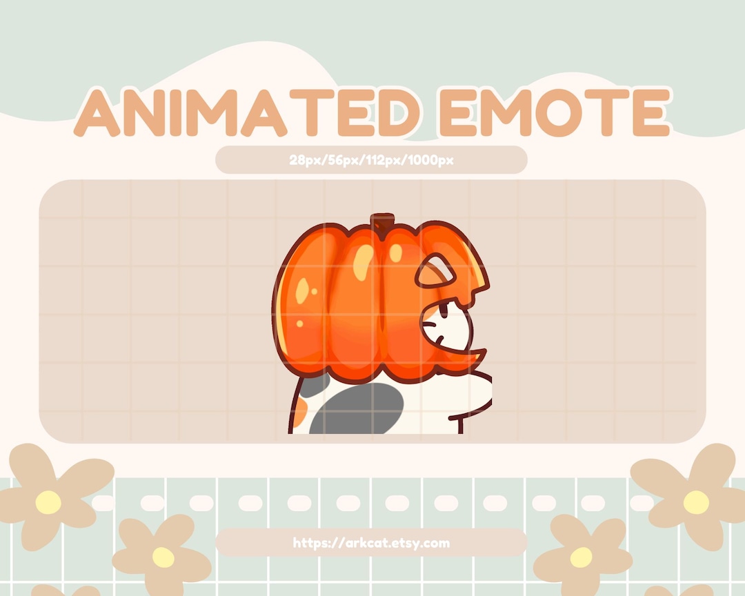 Calico Cat Halloween Emote: Running Pumpkin Head (GIF Digital Download ...