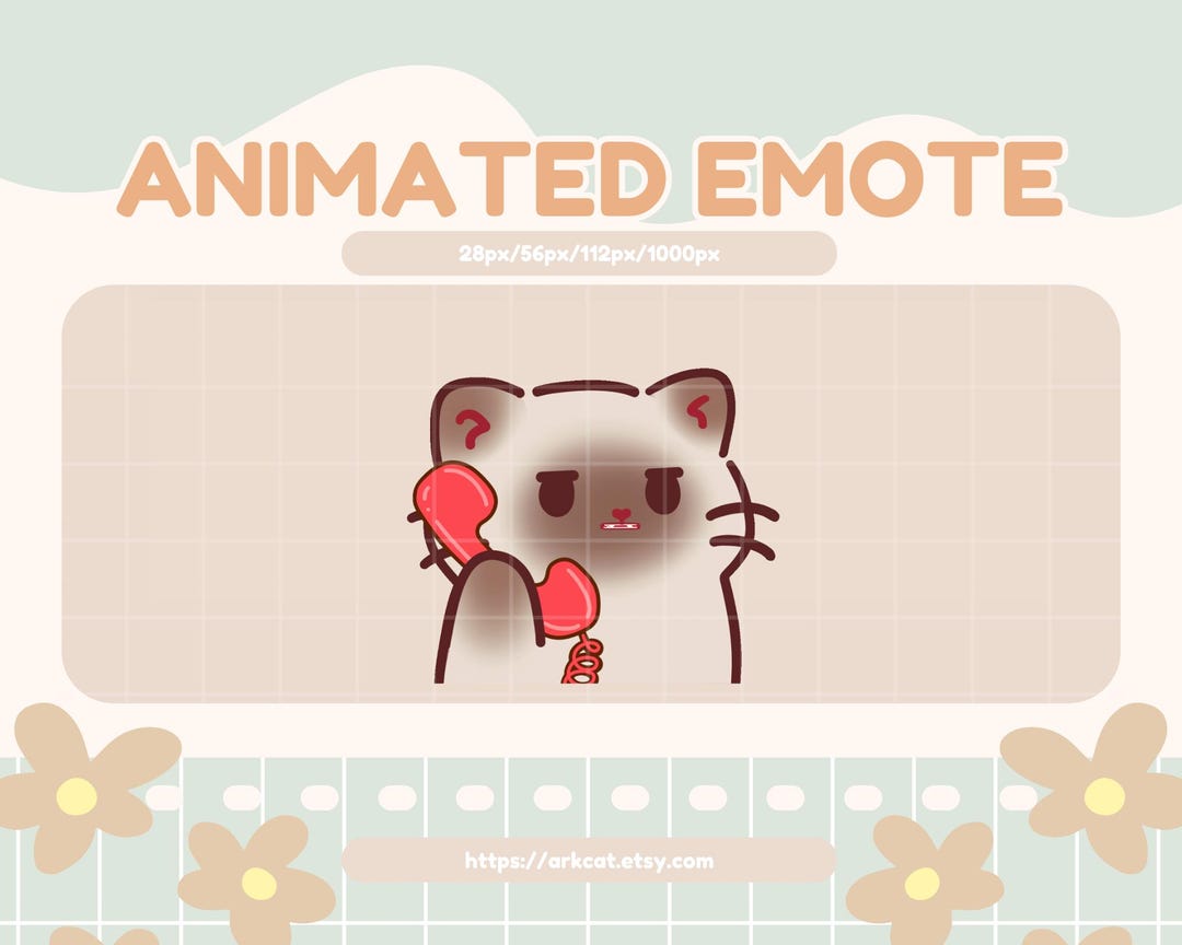 Telephone Emote – Cute Siamese Cat Answering Call Animated Emote for ...