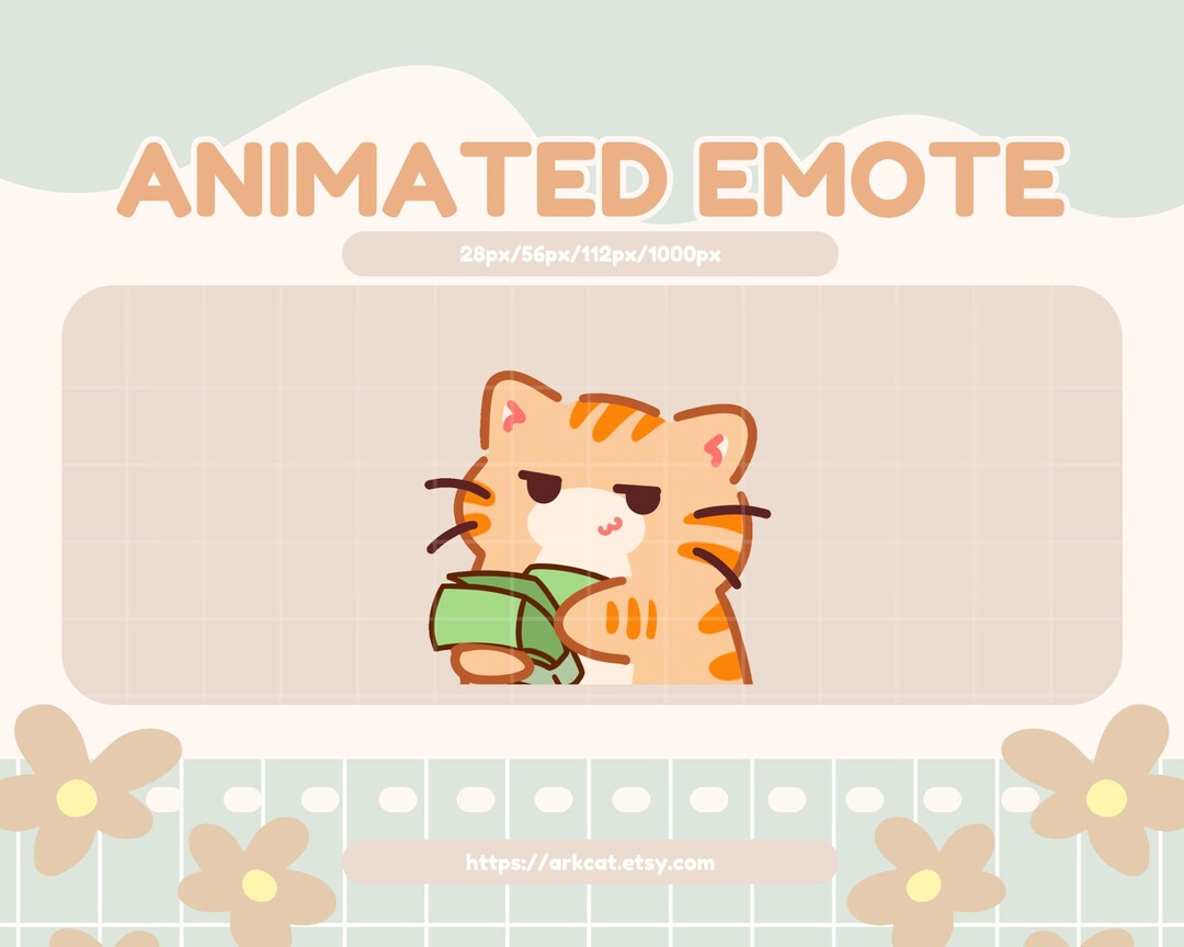 Money Emote – Cute Orange Cat Counting Money With Smirk Face Animated ...