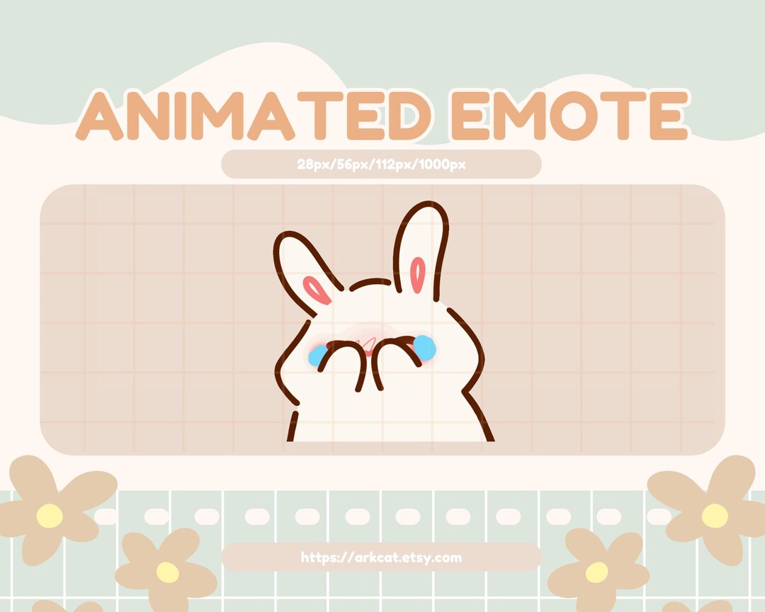 Crying Emote – Cute White Bunny Face in Hands Crying Animated Emote for ...