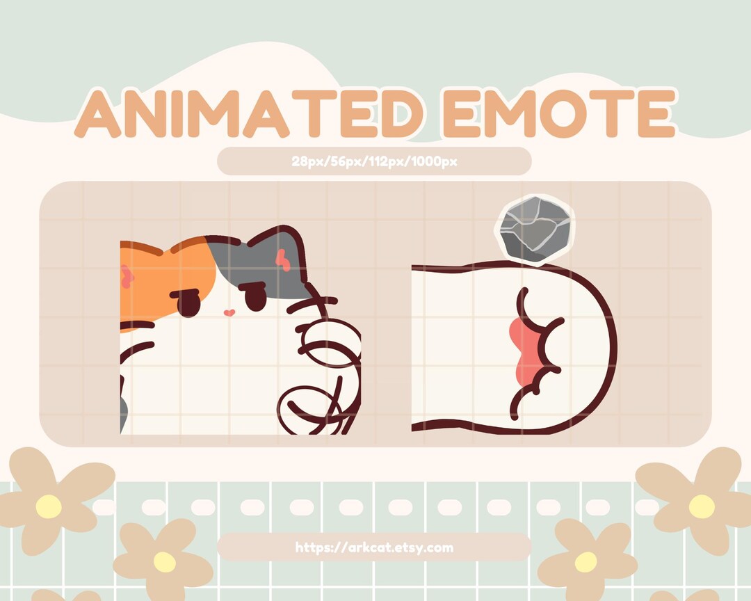 Animated Calico Cat Rock Emote: Twitch, Discord (GIF) - Etsy