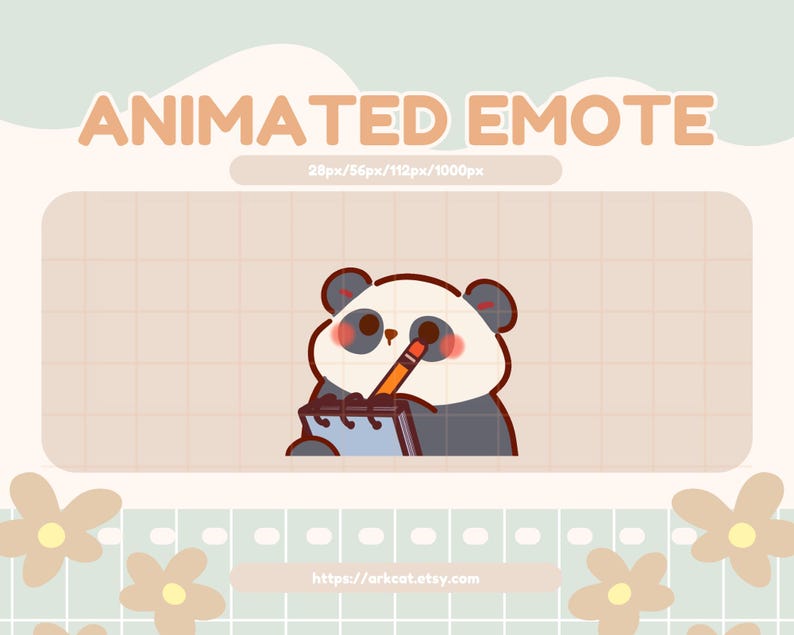 Animated Emote Taking Notes – Cute Panda Writing for Twitch, Discord ...
