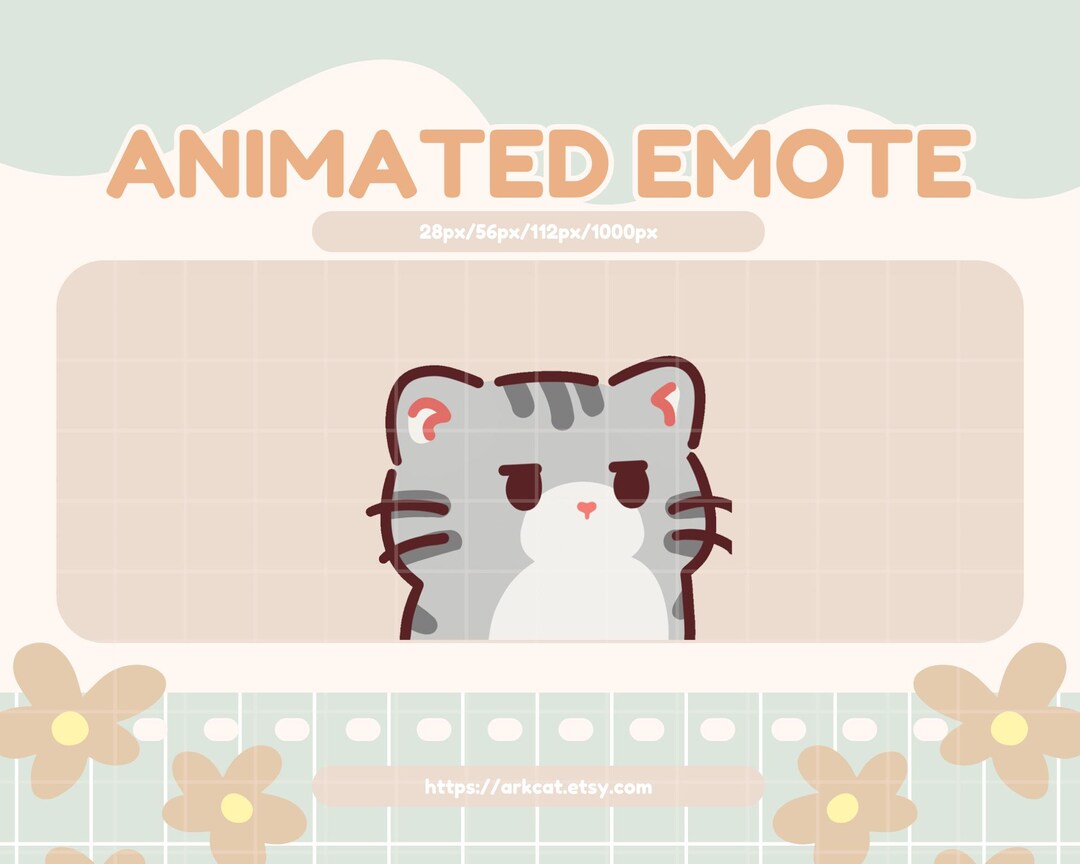 Animated Emote Cute Cat Gray Walking Emote Passing by Emote for Twitch ...