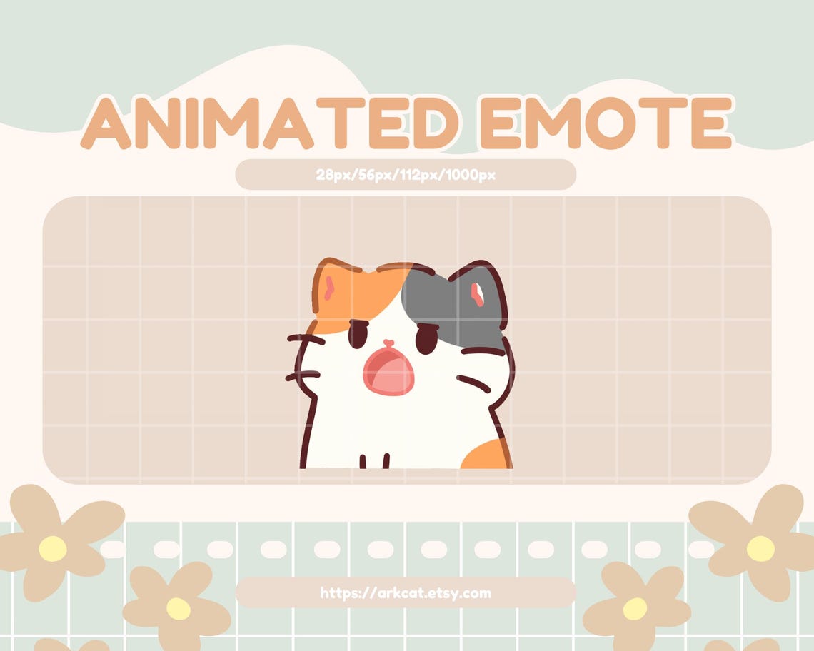 Shocked Calico Cat Emote – Animated Surprised Cat Reaction for Twitch ...
