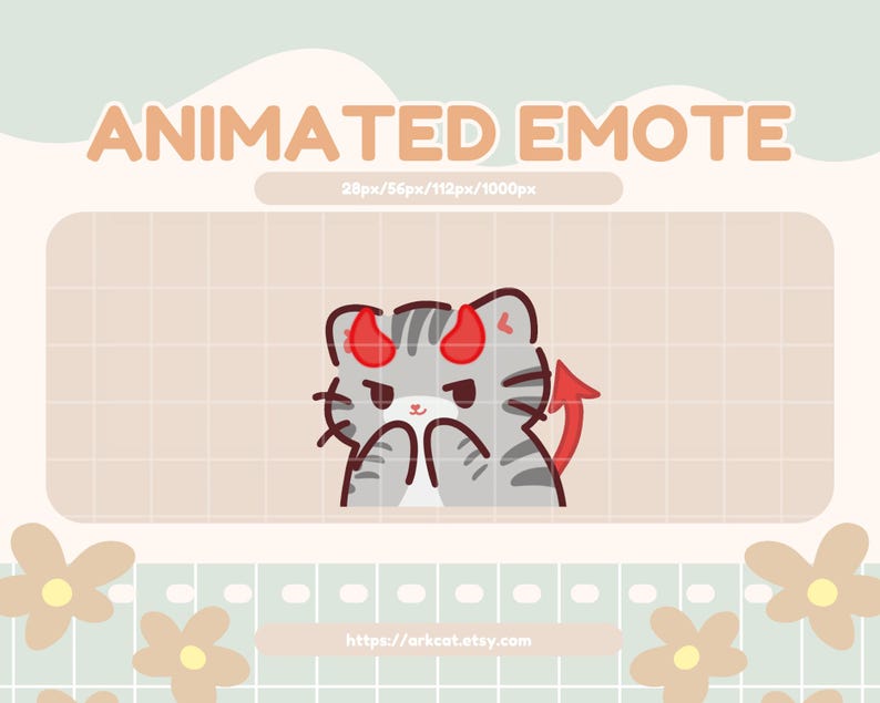 Gray Demon Cat Animated Emote – Mischievous Twitch, Discord, Youtube ...