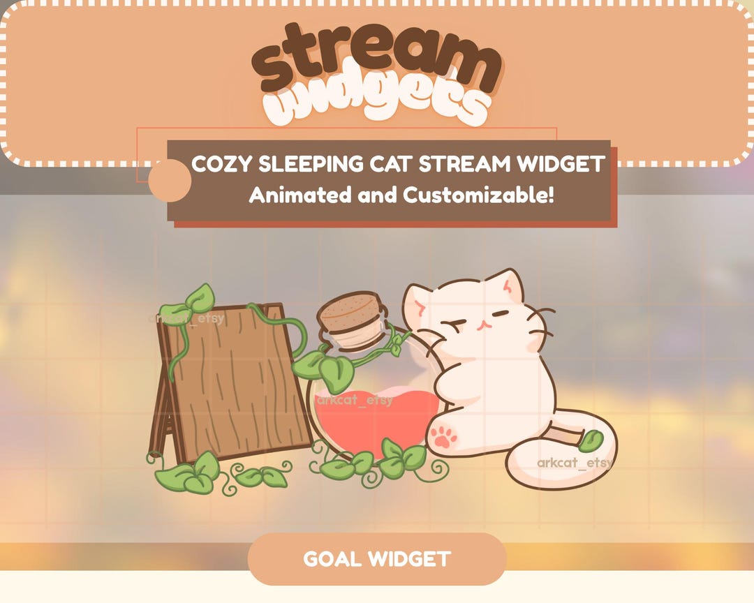 Cozy White Cat Animated Stream Widget | Twitch OBS Overlay - Etsy