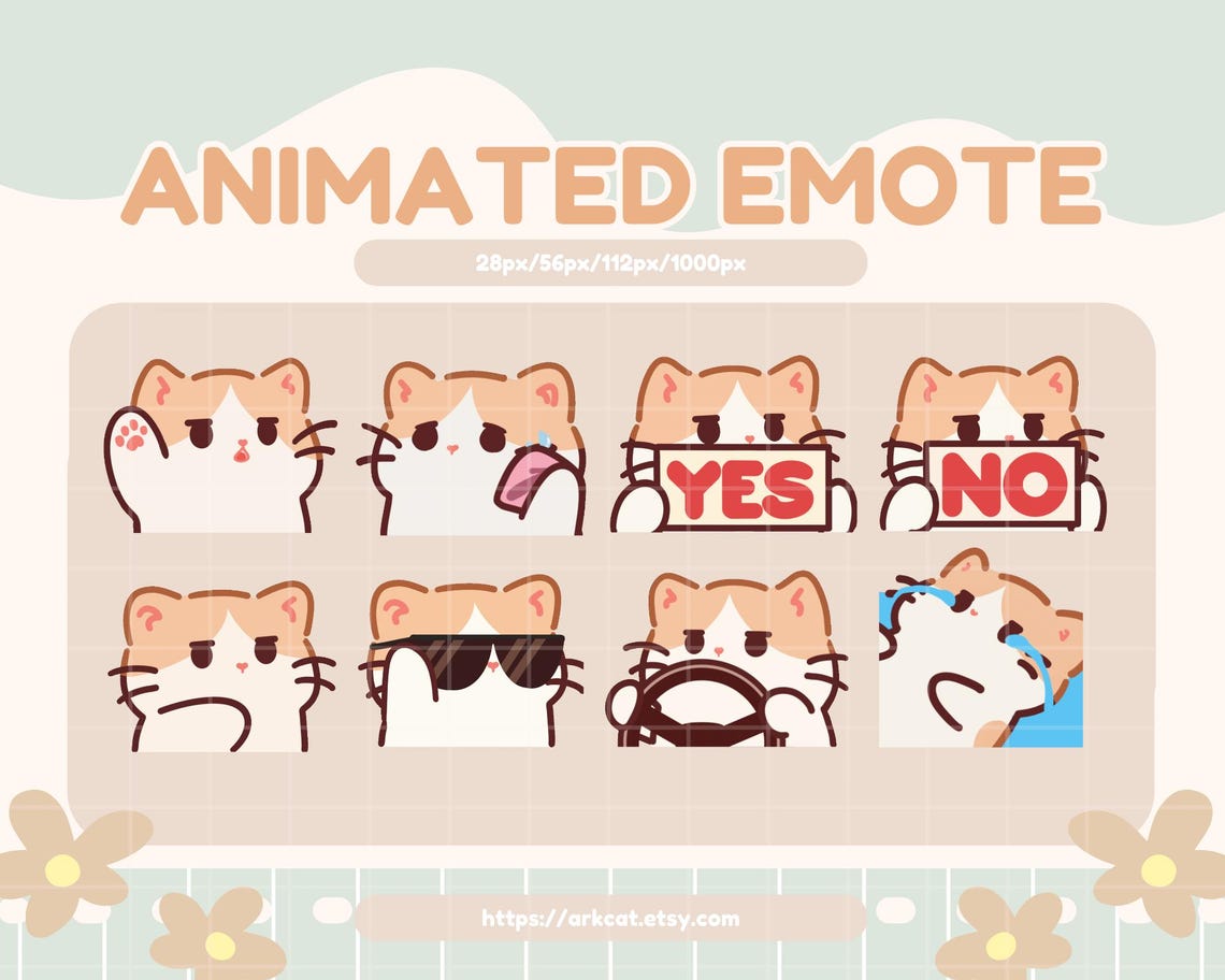 Animated Orange Cat Emote Pack – Twitch, Discord Streamer (digital ...