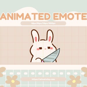 Suspicious Bunny Holding Knife Emote – Cute yet Menacing White Bunny ...