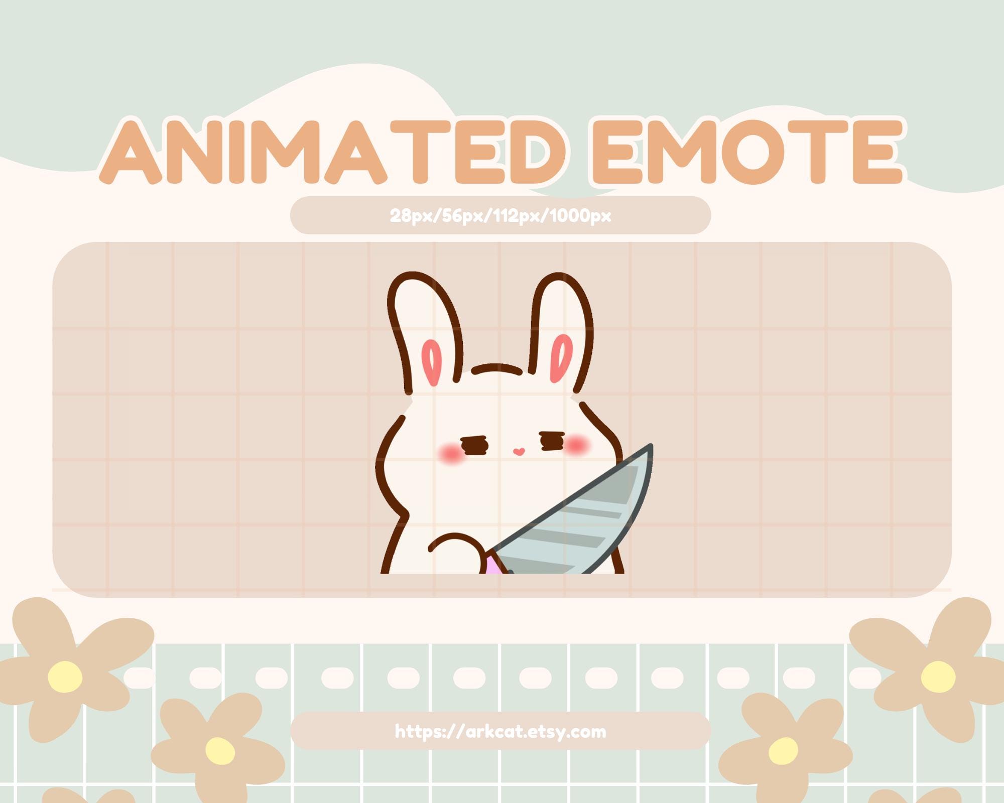 Suspicious Bunny Holding Knife Emote – Cute yet Menacing White Bunny for Twitch, Discord ...
