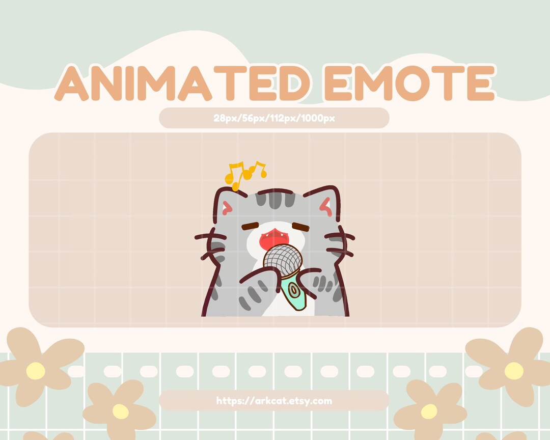 Singing Gray Cat Emote: Animated Twitch, Discord, Youtube Stream - Etsy