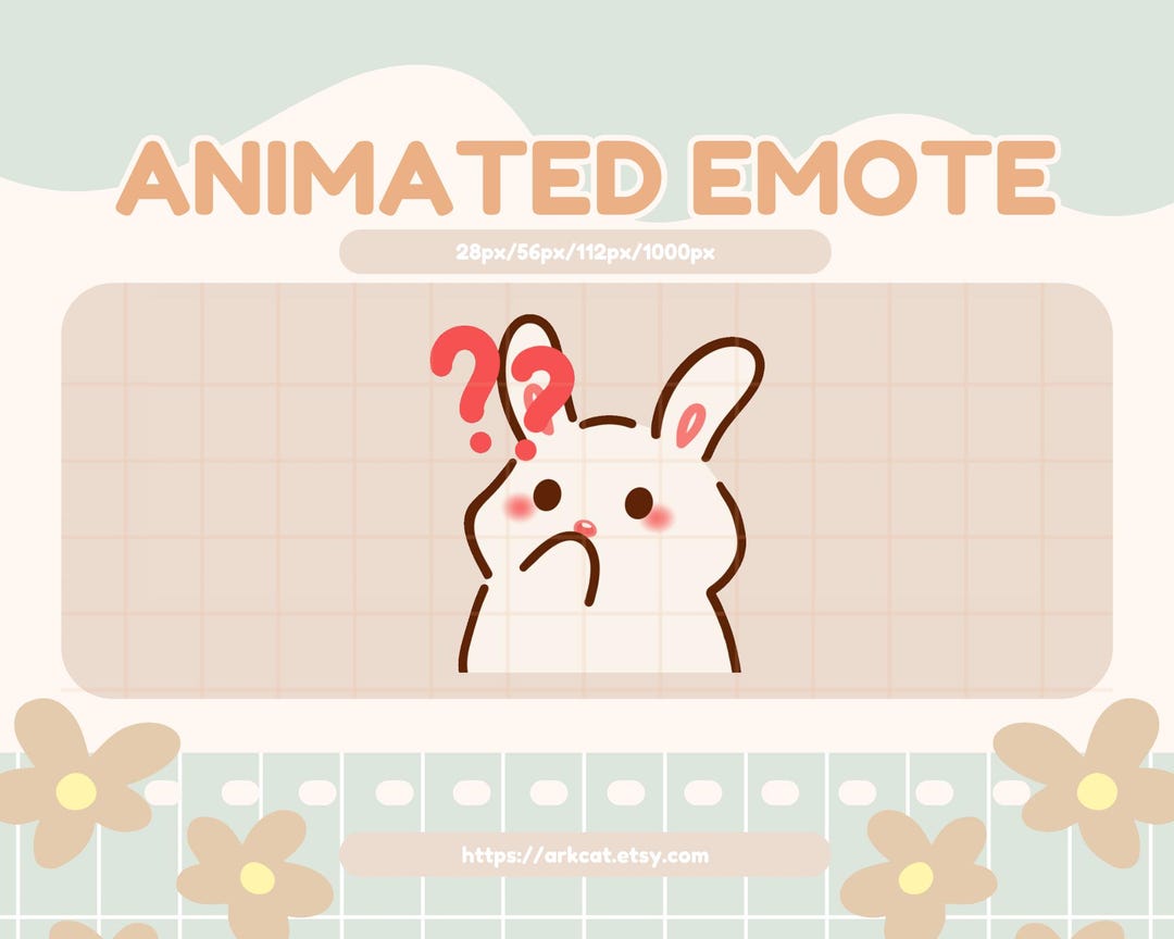 Confused Bunny Emote – Cute White Bunny With Question Mark for Twitch ...
