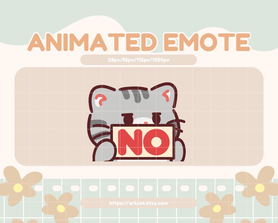 Animated Emote Cute Cat - Gray Cat Saying NO Emote for Twitch, Discord ...