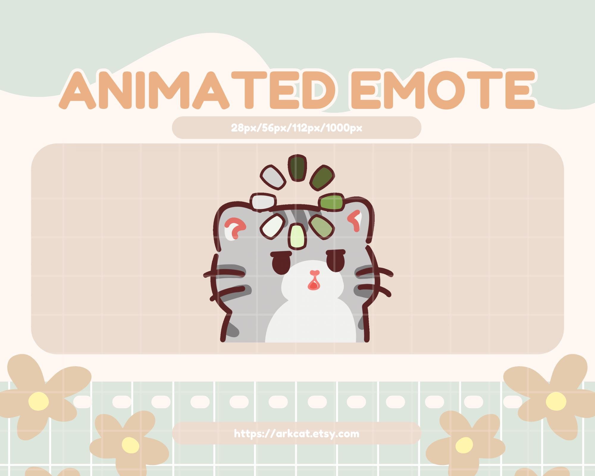Animated Emote Cute Cat - Gray Cat Loading Emote for Twitch, Discord ...