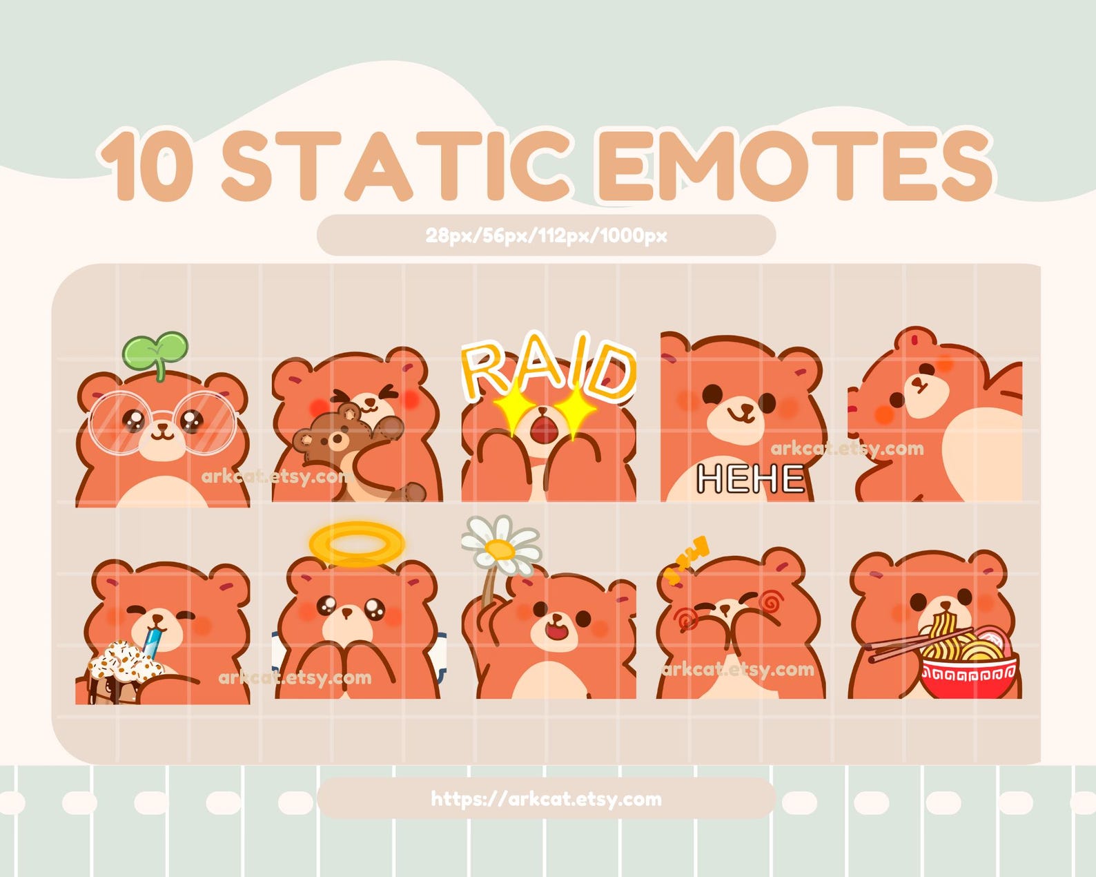 Brown Bear Emotes – Twitch, Discord, Youtube (10-pack) (digital ...