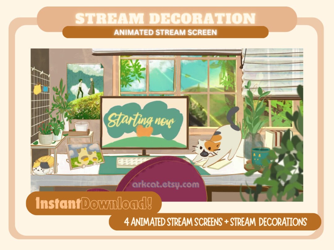ANIMATED STREAM SCREENS Lofi - Cozy Stream Overlay / for Twitch, Vtuber ...