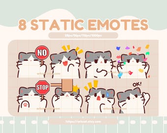 Gray Cat Emote Pack – 8 Cute Static Cat Emotes for Twitch, Discord ...