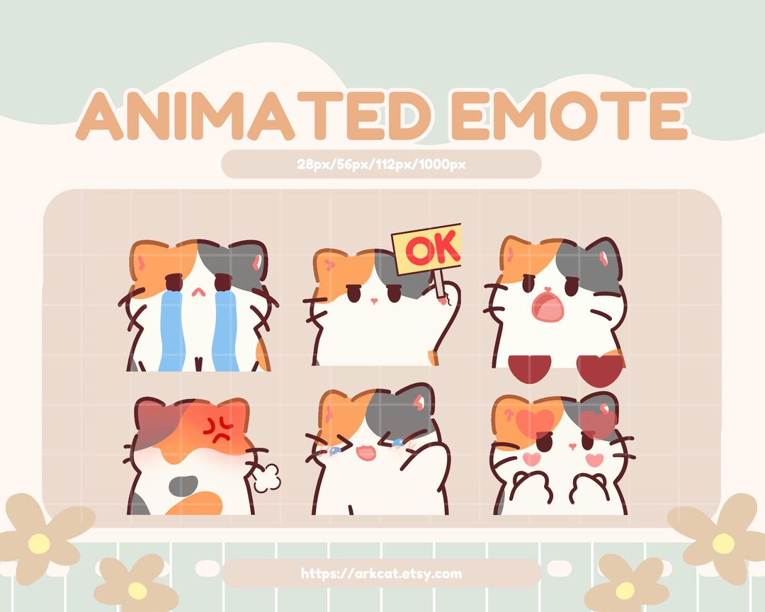 Calico Cat Emote Pack: Animated Twitch, Discord, Youtube (digital ...