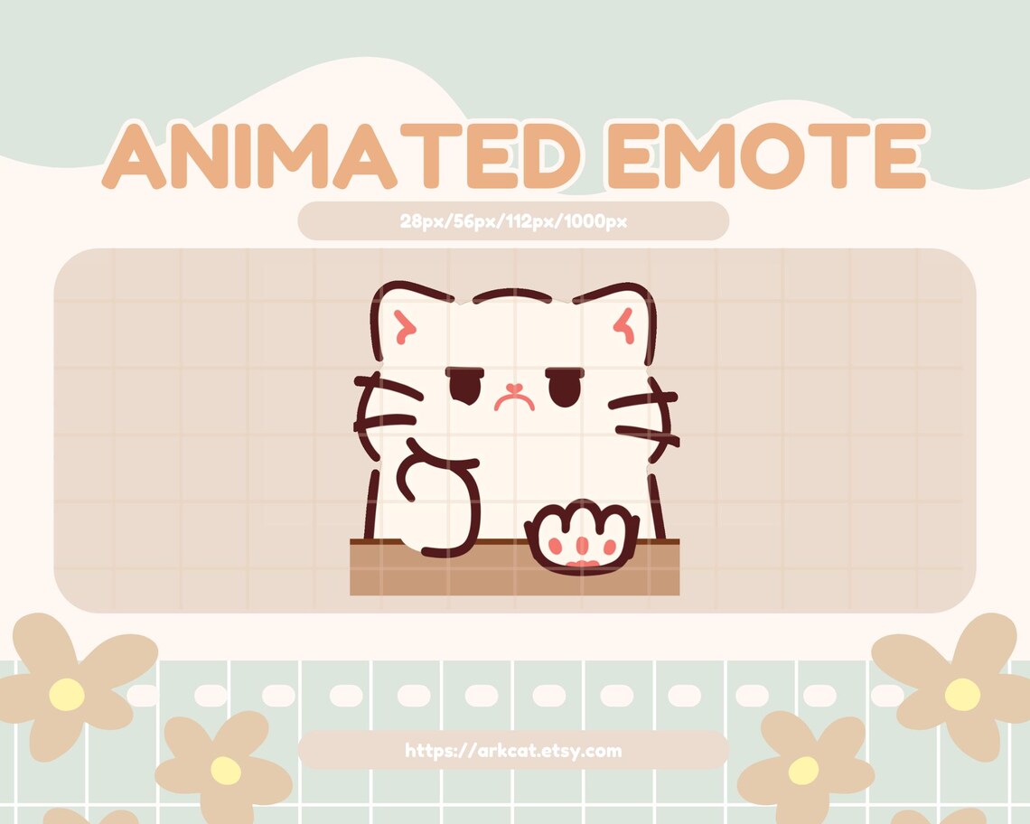 Animated Waiting Cat Emote: White Cat Twitch/discord Stream (GIF ...