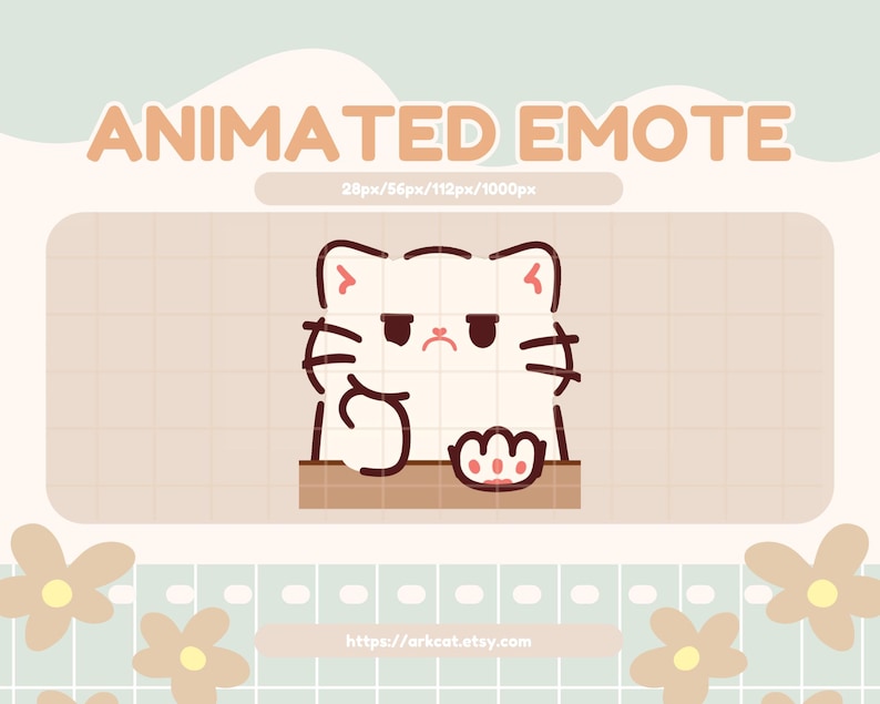 Animated Waiting Cat Emote: White Cat Twitch/discord Stream (GIF ...