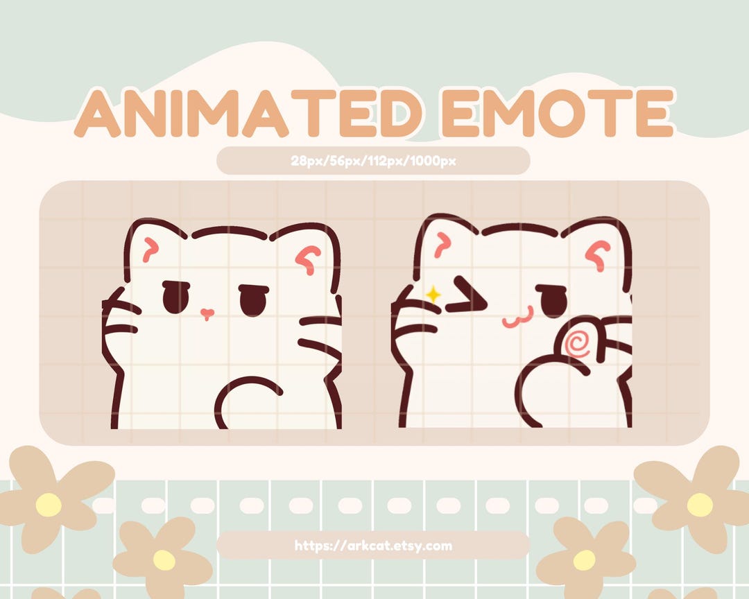 Animated Alright Cat Emote: White Cat Thumbs up Twitch/discord Stream ...