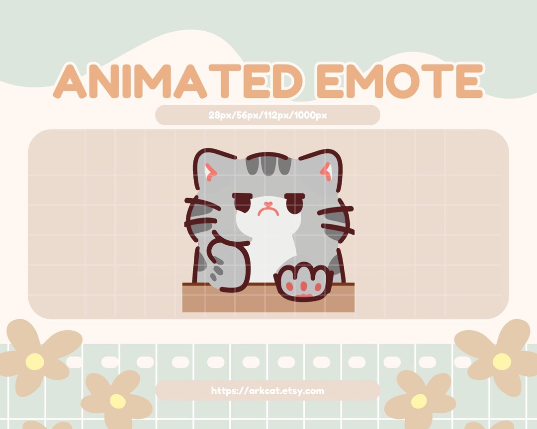 Impatient Gray Cat Animated Emote: Paw Tapping (GIF Digital Download ...