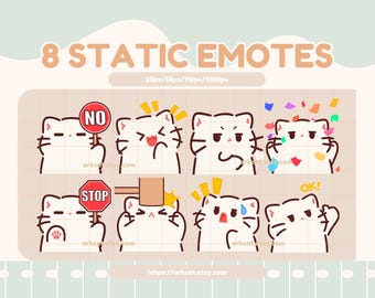 Gray Cat Emote Pack – 8 Cute Static Cat Emotes for Twitch, Discord ...