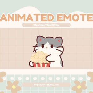 Popcorn Emote – Gray and White Cat Animation for Twitch, Discord ...