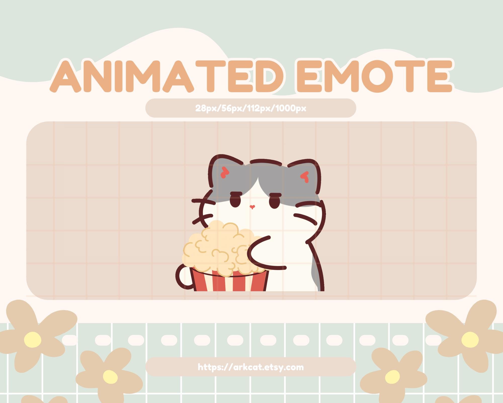 Popcorn Emote – Gray and White Cat Animation for Twitch, Discord ...