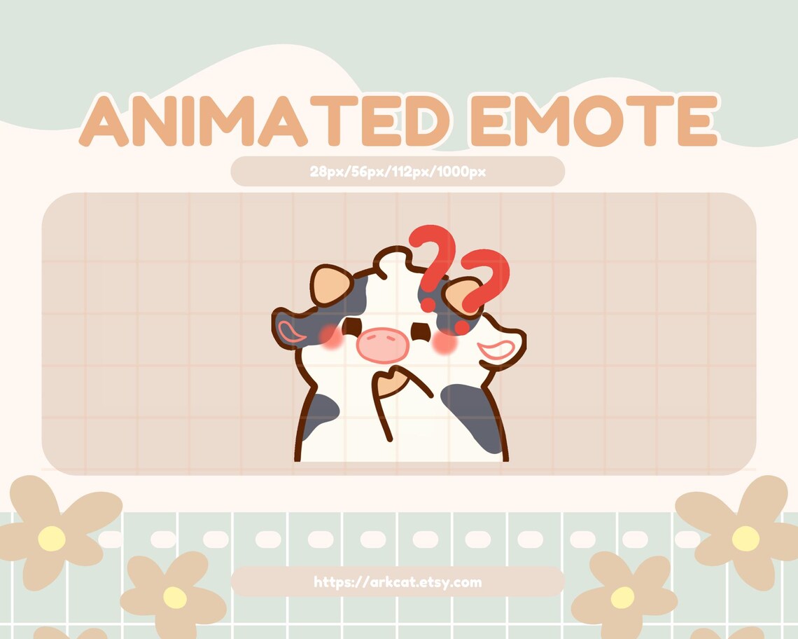 Confused Cow Emote: Animated Question Mark for Twitch, Discord, Youtube ...