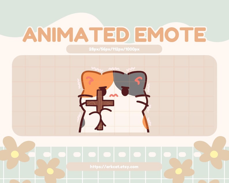 Calico Cat Crucifix Animated Emote: Spooky Twitch/discord GIF - Etsy