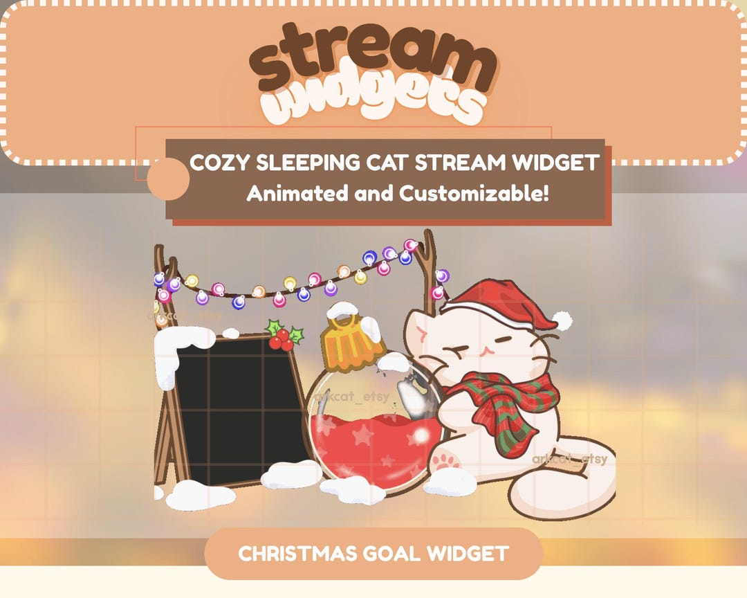Christmas Cozy Cat Animated Stream Widget | Holiday Overlay (ZIP File ...